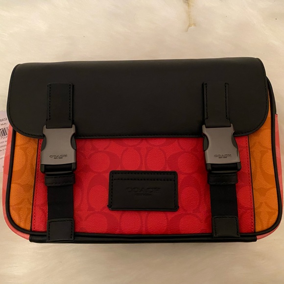 Bags | Coach Track Crossbody In Blocked Signature Canvas | Poshmark